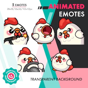 Animated Chicken Emotes Pack, 5 Cute Chick Aim, Dance, Steering Wheel ...