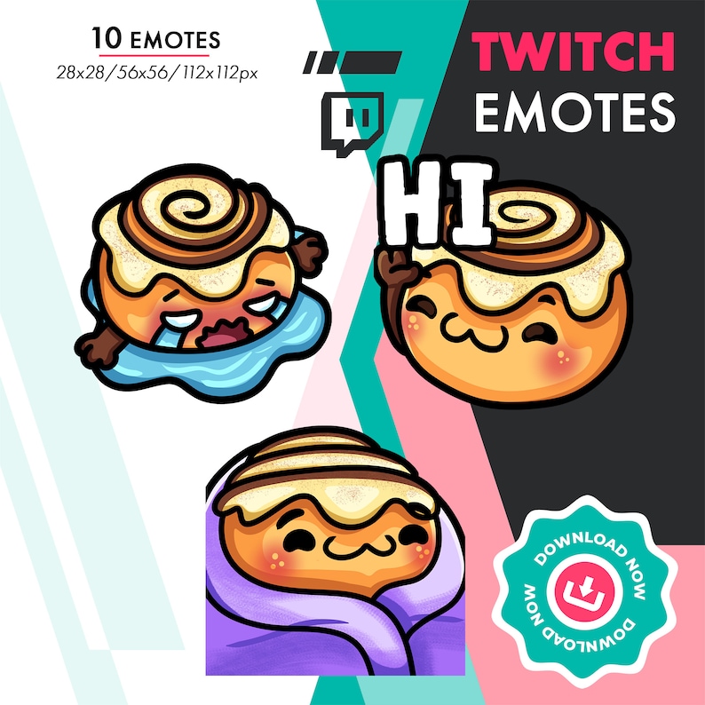 Twitch Cinnamon Roll Emote Pack, 10 Cute Bakery Emote Set for Streamers ...
