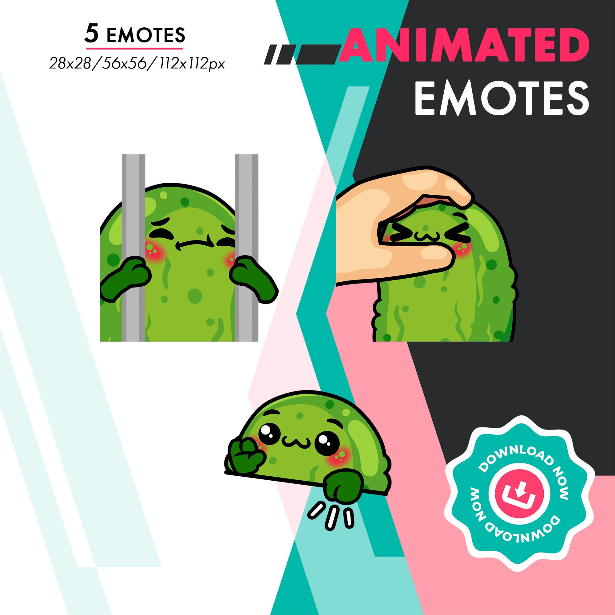 Animated Pickle Emotes Pack 2, 5 Cute Pickle Bongo Tap, Pet, Im Fine ...
