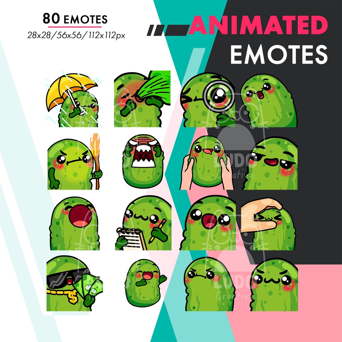 80 Animated Pickle Emotes Pack, Ultimate Cute Cucumber Steer, Wiggle ...
