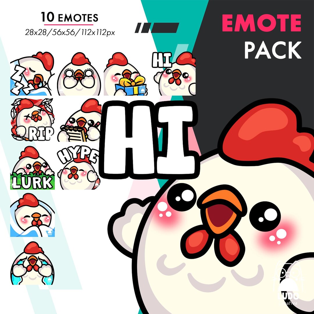 Chicken Emote Bundle 2, 10 Cute Twitch Chicken Hi, Hype, Rip Still ...