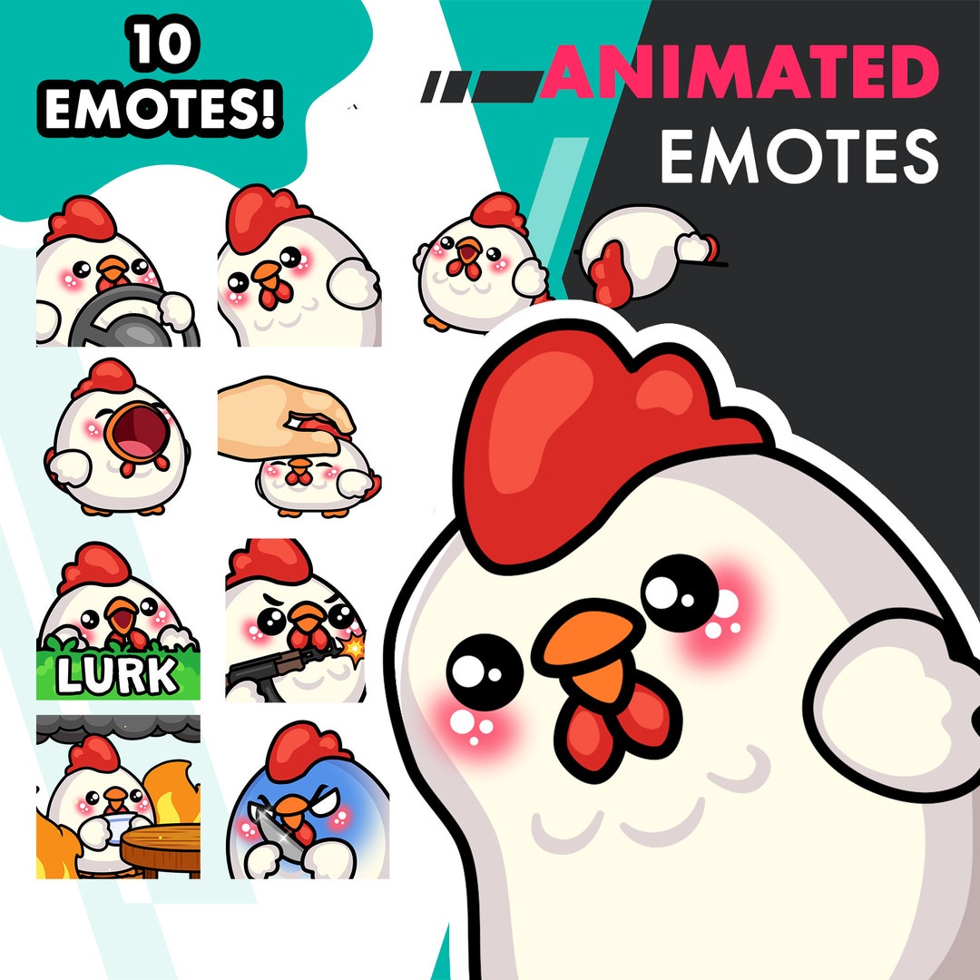 Animated Chicken Emotes Pack, 10 Cute Chicken Wiggle, Aim, Dance Emote ...