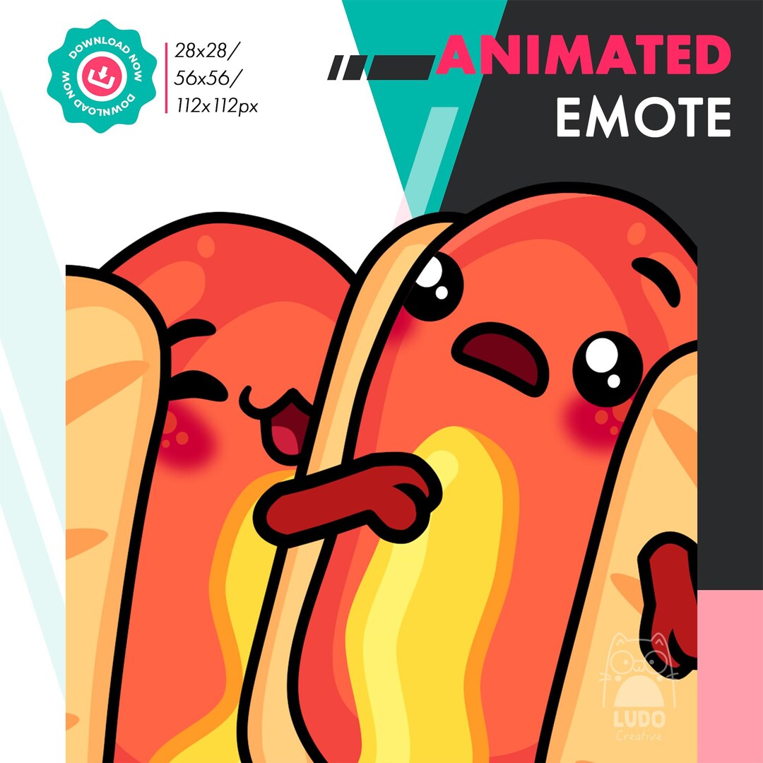 Animated Hotdog Hug Emote, Cute Sausage Love Emote for Twitch Youtube ...