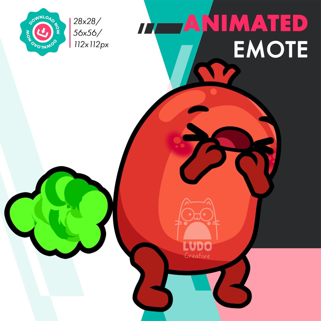 Animated Sausage Fart Emote, Cute Frankfurter Gas Emote for Twitch ...