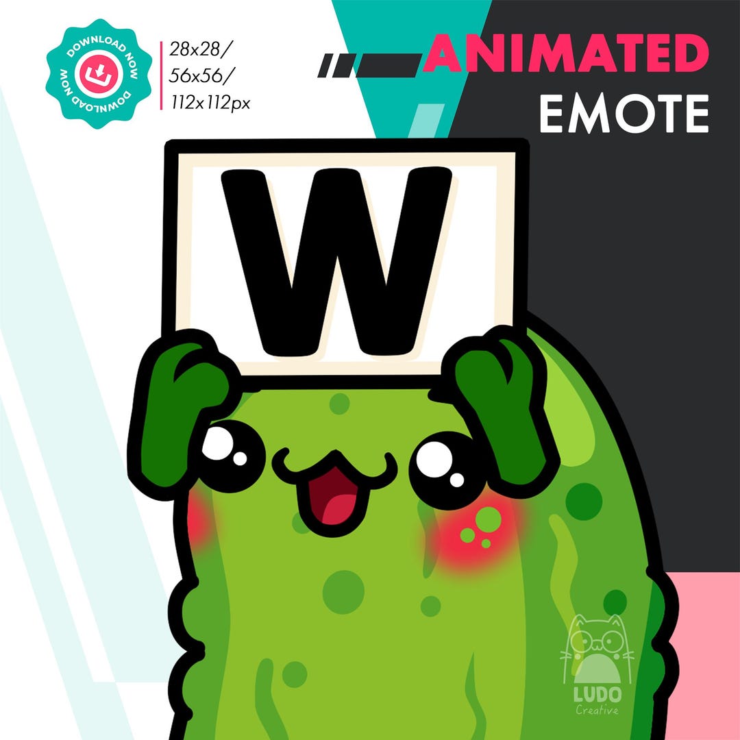 Animated Pickle W Emote, Cute Gherkin Winning Emote for Twitch Youtube ...