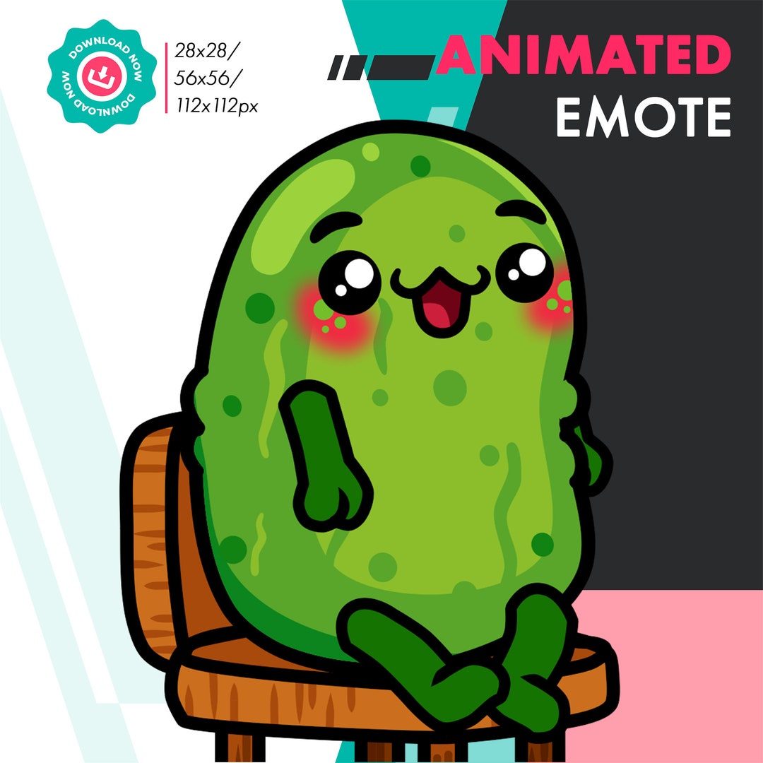 Animated Pickle Sit Emote, Cute Gherkin Rest Emote for Twitch Youtube ...