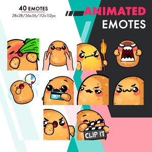 40 Animated Potato Emotes Pack 2, Mega Cute Potato Love, Wave, Cringe ...