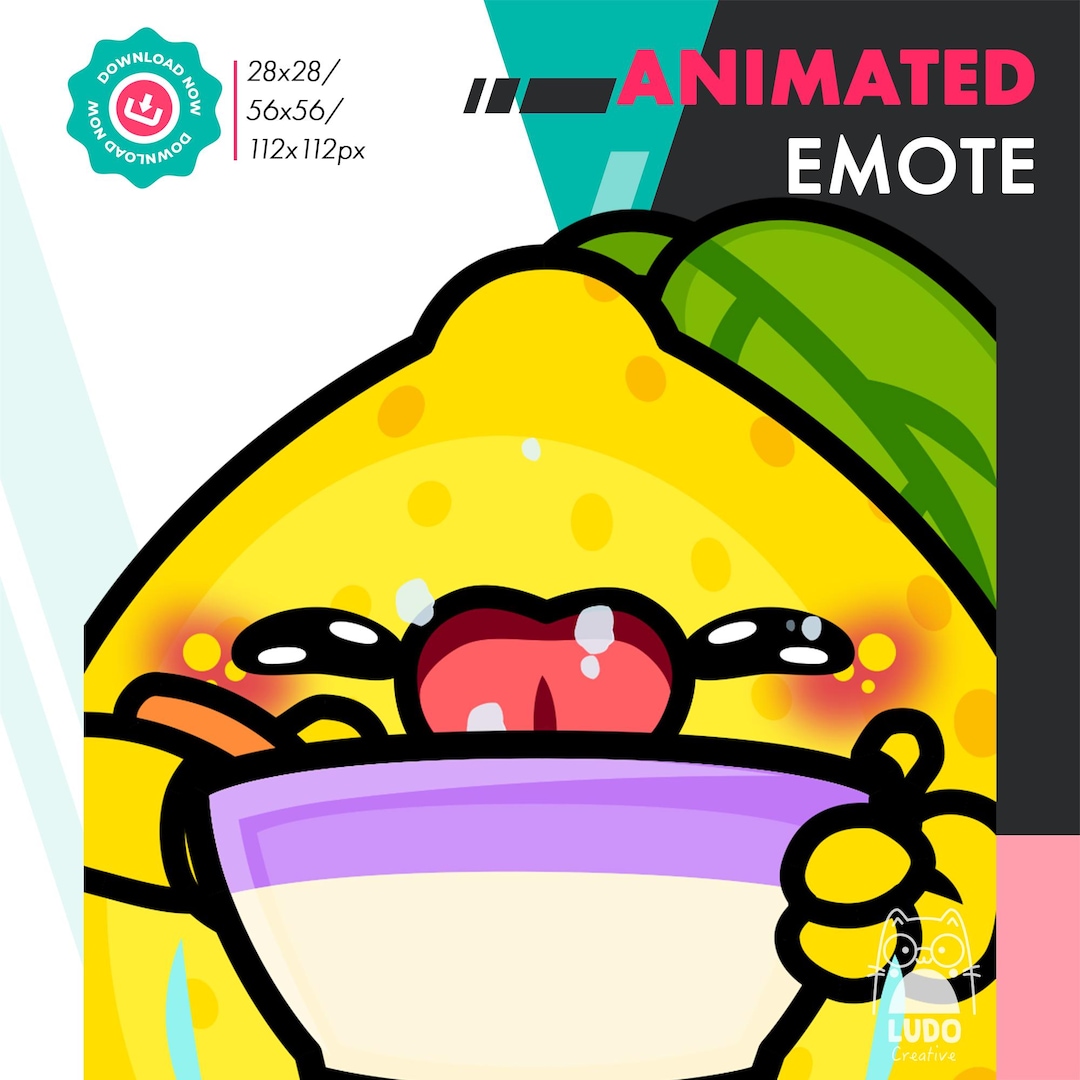 Animated Lemon Eating Emote, Cute Food Nom Emote for Twitch Youtube ...