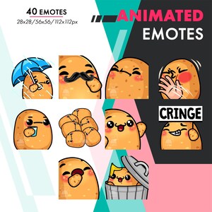 40 Animated Potato Emotes Pack 2, Mega Cute Potato Love, Wave, Cringe ...