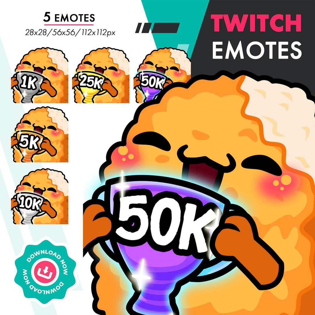 Nugget Emote Pack, Cute 5 Fried Chicken Trophy Bit, Tier Emote Set for ...