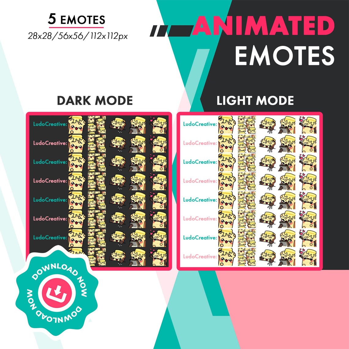 Animated Toast Emotes Pack 2, 5 Cute Bread and Butter Raid, Love, Noted ...