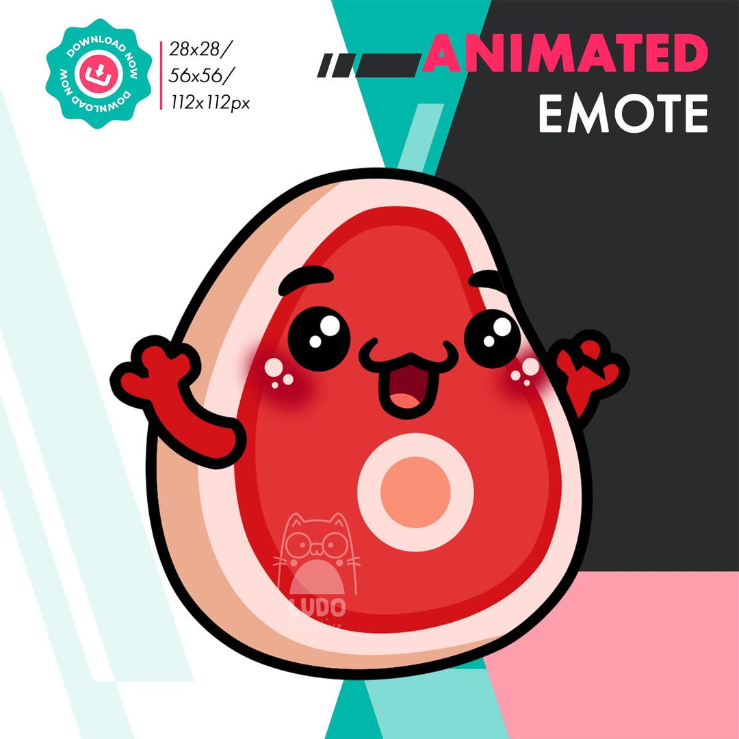 Animated Steak Dance Emote, Cute Food Emote for Twitch Youtube Discord ...