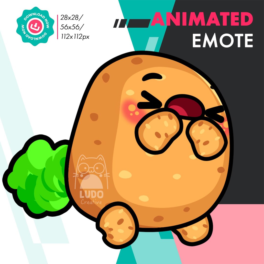 Animated Potato Fart Emote, Cute Potato Gas Emote for Twitch Youtube ...