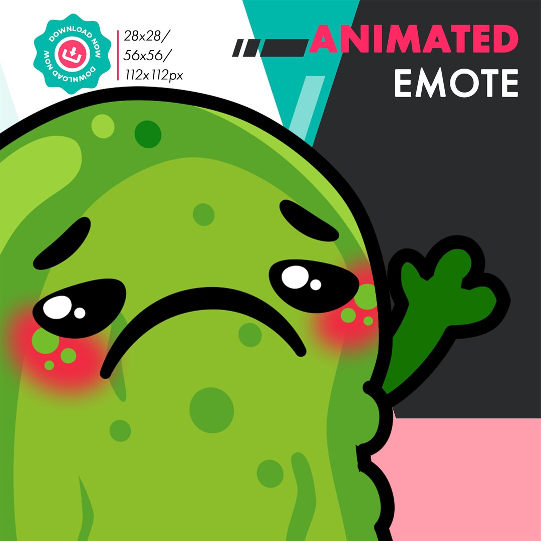 Animated Pickle Bye Emote, Cute Gherkin Sad Emote for Twitch Youtube ...