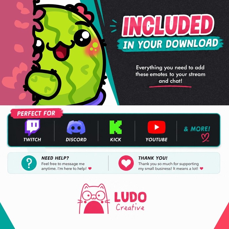 Animated Cactus Emote Pack, This is Fine, Hype, Raid, GG & Lurk Twitch ...