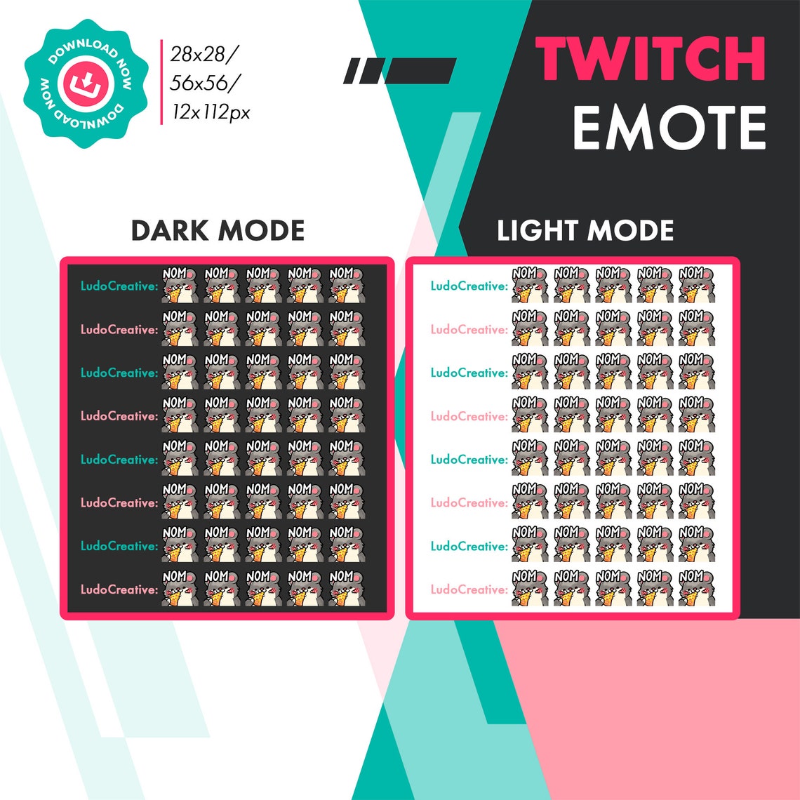 Hamster Eating Emote, Cute Cartoon Mouse Pizza Nom Emote for Twitch ...
