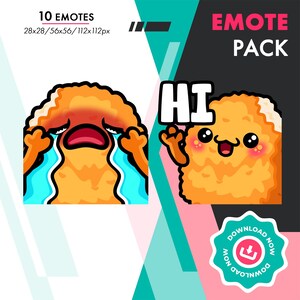 Chicken Nugget Emote Bundle, 10 Cute Twitch Fried Chicken Rip, Cozy ...