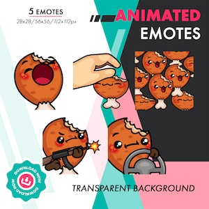Animated Chicken Thigh Emotes Pack, 5 Cute Fried Chicken Raid, POP ...