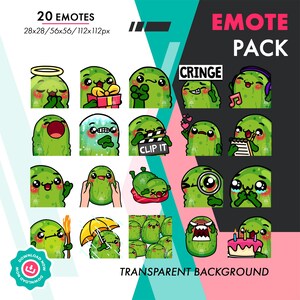Mega Pickle Emote Pack 2, 20 Cute Gherkin POP, Gift, Jam, Wave Static ...