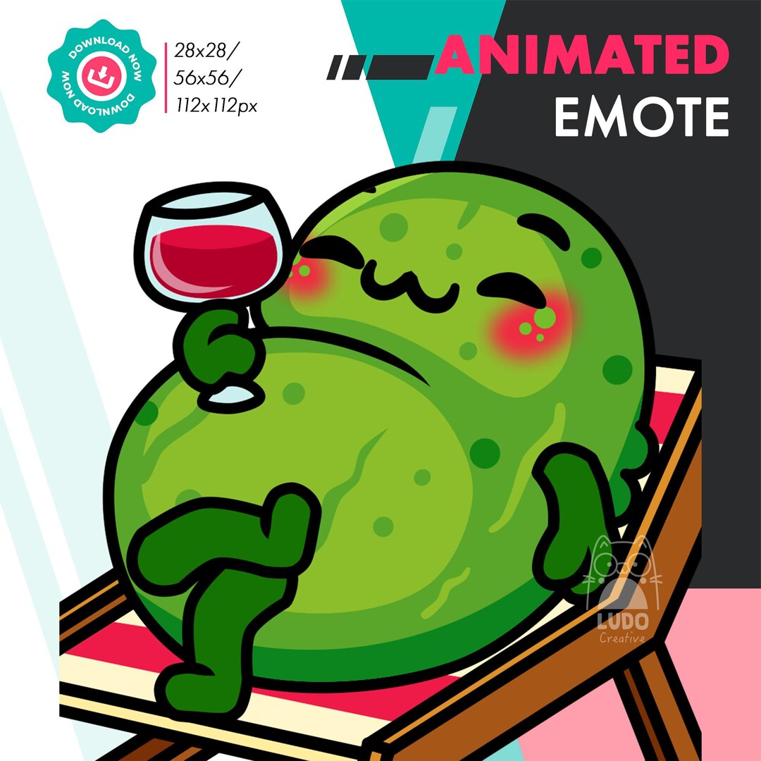 Animated Pickle Wine Emote, Cute Gherkin Chilling Emote for Twitch ...