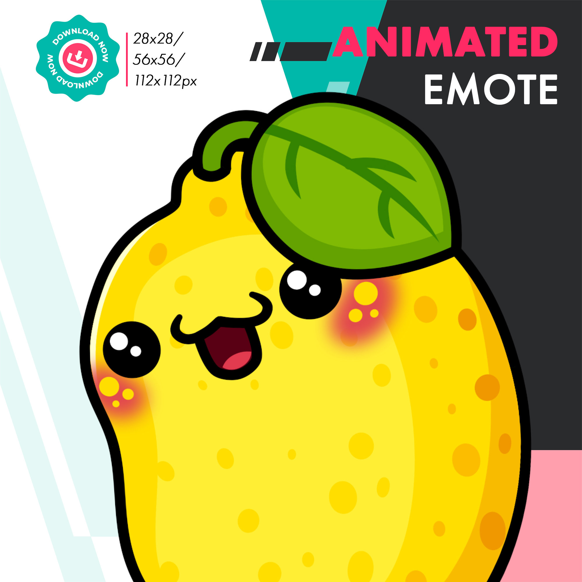 Animated Bobble Emote, Cute Lemon Wiggle Emote for Twitch Youtube ...