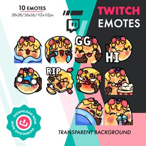 Twitch Pancake Emotes Set, 10 Cute Chibi Pancake Emotes Pack for ...