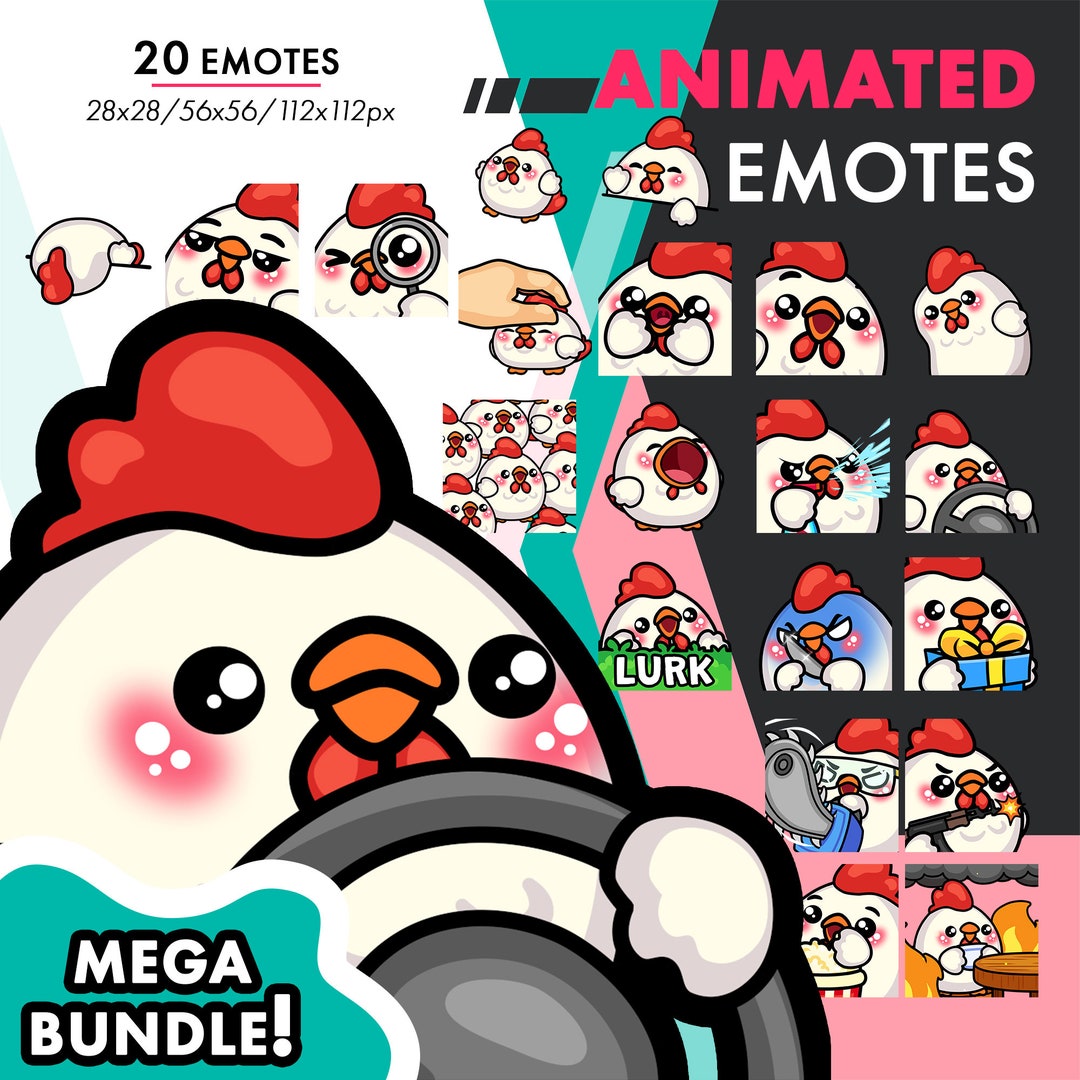 Mega Animated Chicken Emotes Pack, 20 Cute Chick Steer, Bobble, Aim ...
