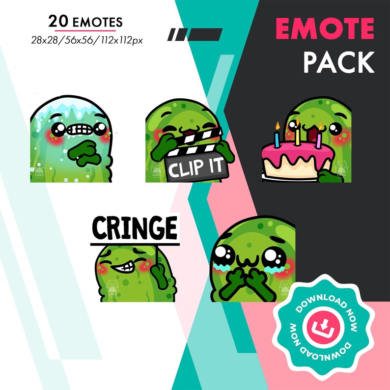 Mega Pickle Emote Pack 2, 20 Cute Gherkin POP, Gift, Jam, Wave Static ...