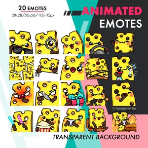 Mega Animated Cheese Emotes Pack, 20 Cute Cheddar Slice Steer, Bobble ...