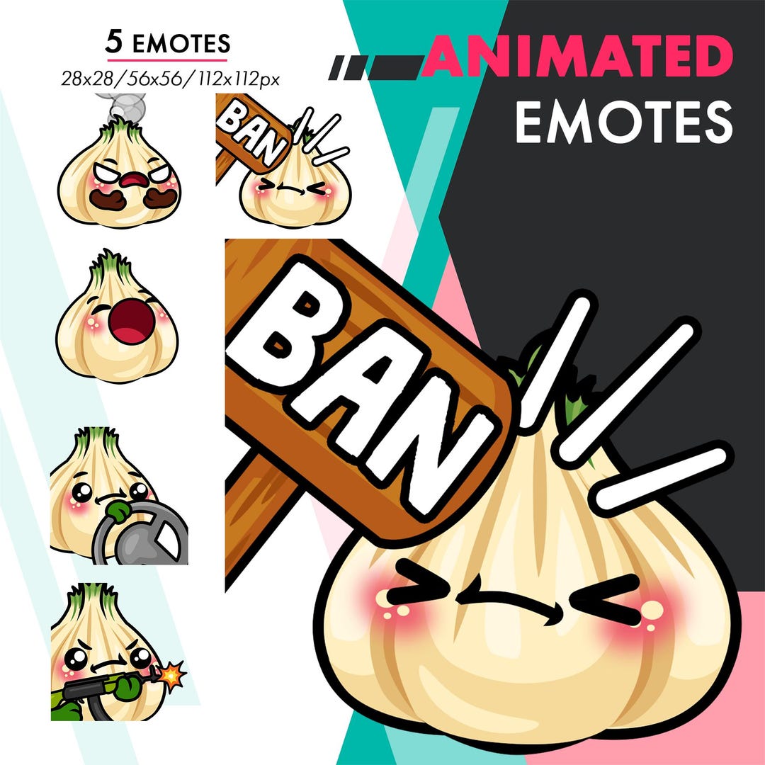 Animated Garlic Emotes Pack, 5 Cute Garlic POP, Ban, Steering Wheel ...