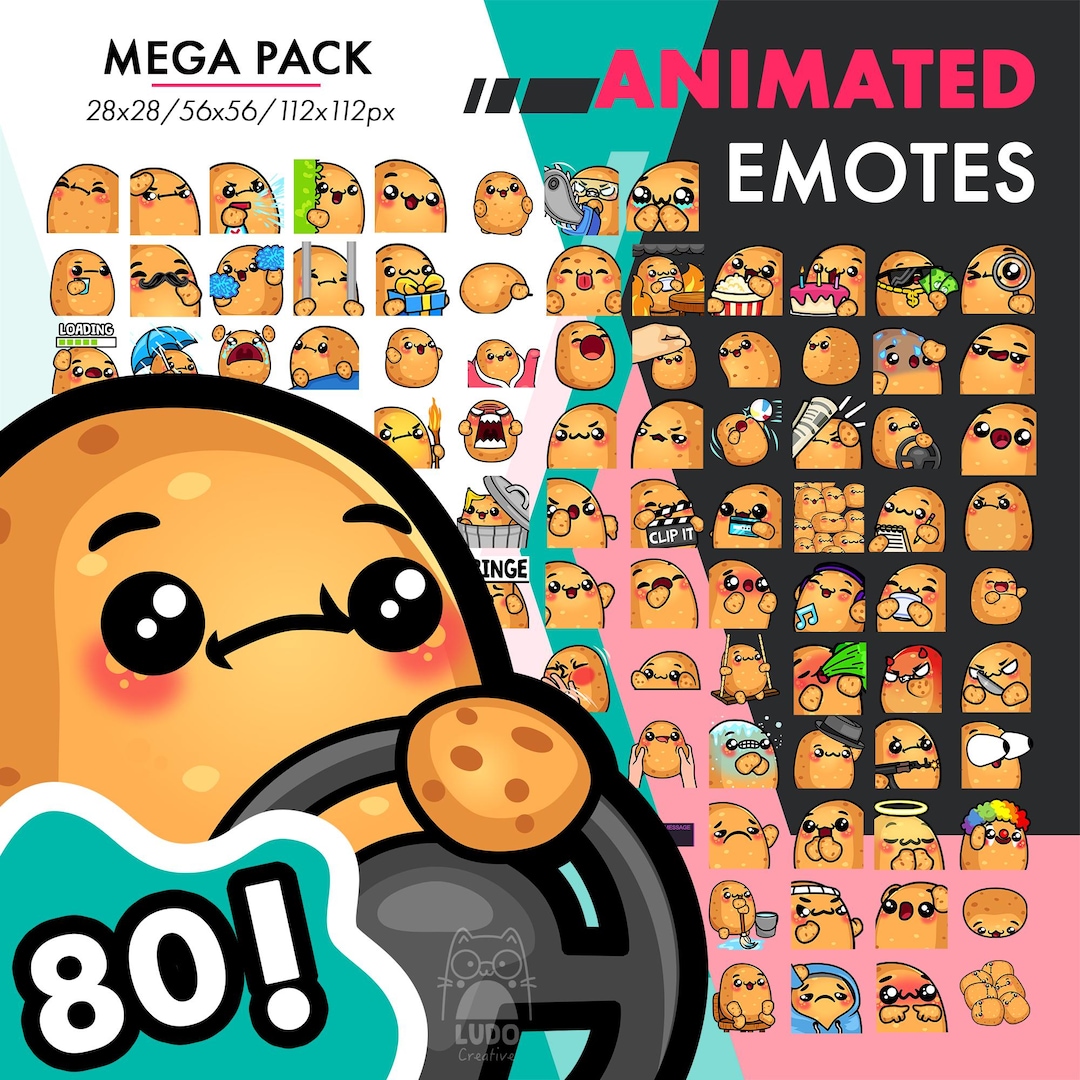 80 Animated Potato Emotes Pack, Ultimate Cute Potato Steer, Wiggle ...