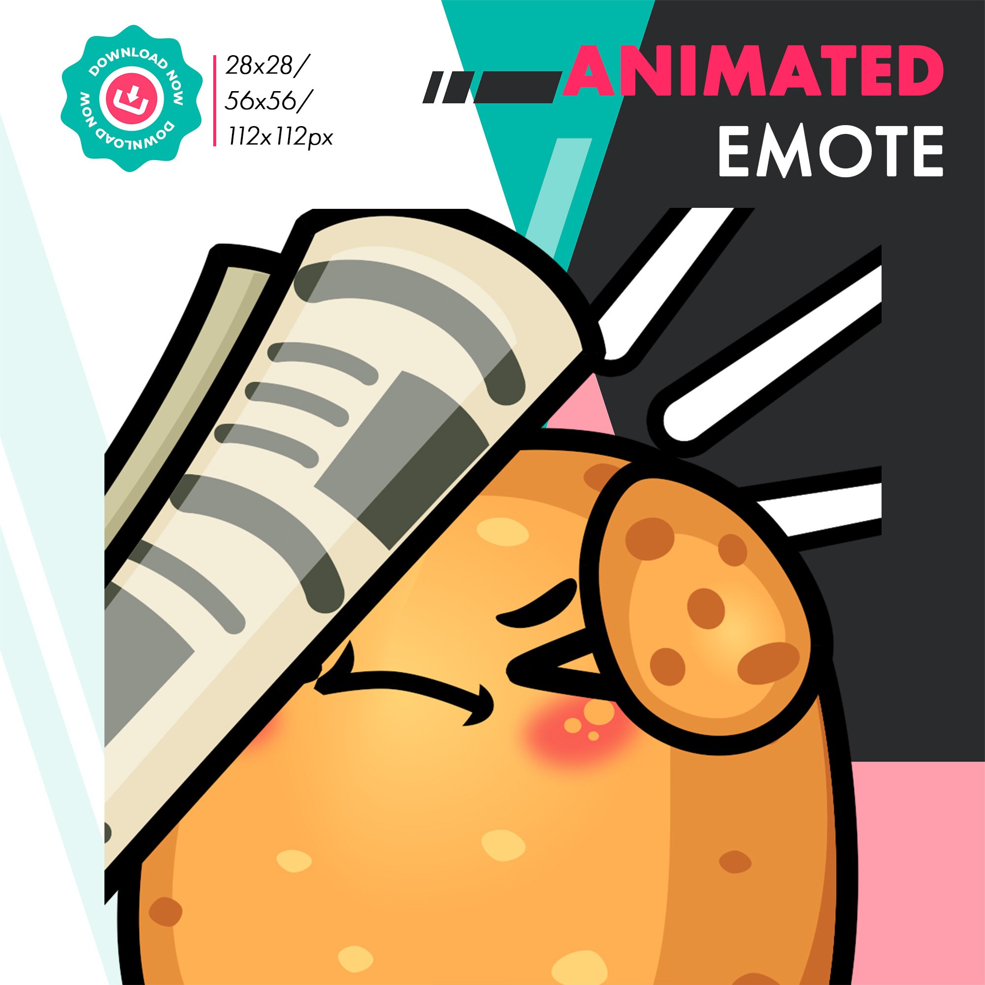 Animated Potato Emote, Animated Potato Bonk Emote for Twitch Streamers ...