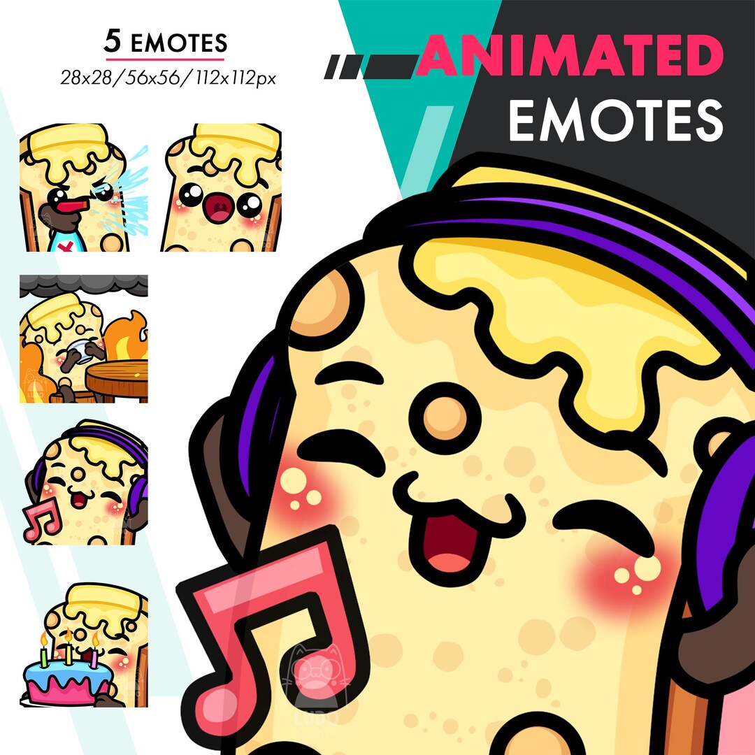 Animated Toast Emotes Pack 4, 5 Cute Bread and Butter Jam, This is Fine ...