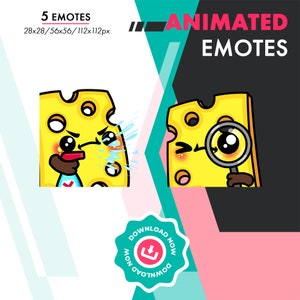 Animated Cheese Emotes Pack 2, 5 Cute Cheddar Slice Spray, Raid ...