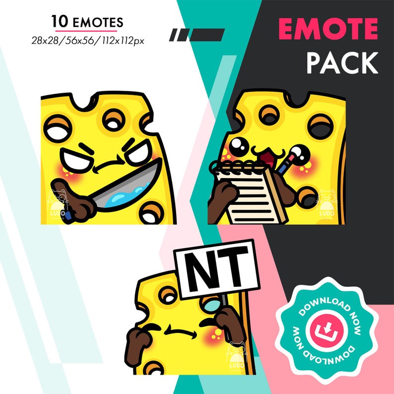 Cheese Emote Pack 2, 10 Cute Twitch Cheddar Slice Facepalm, Ban ...
