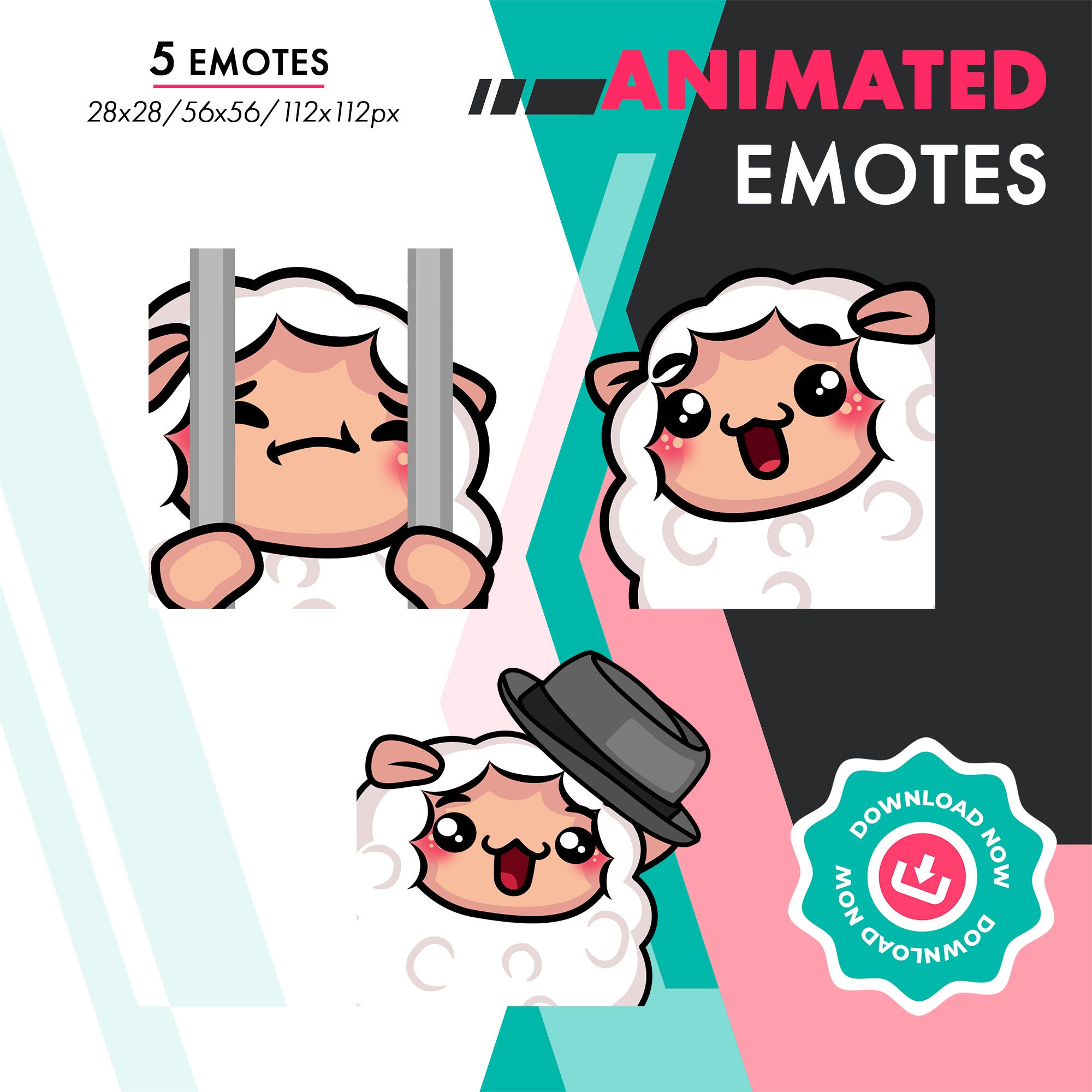 Animated Lamb Emotes Pack 3, 5 Cute This is Fine, Brows, Headbang Emote ...