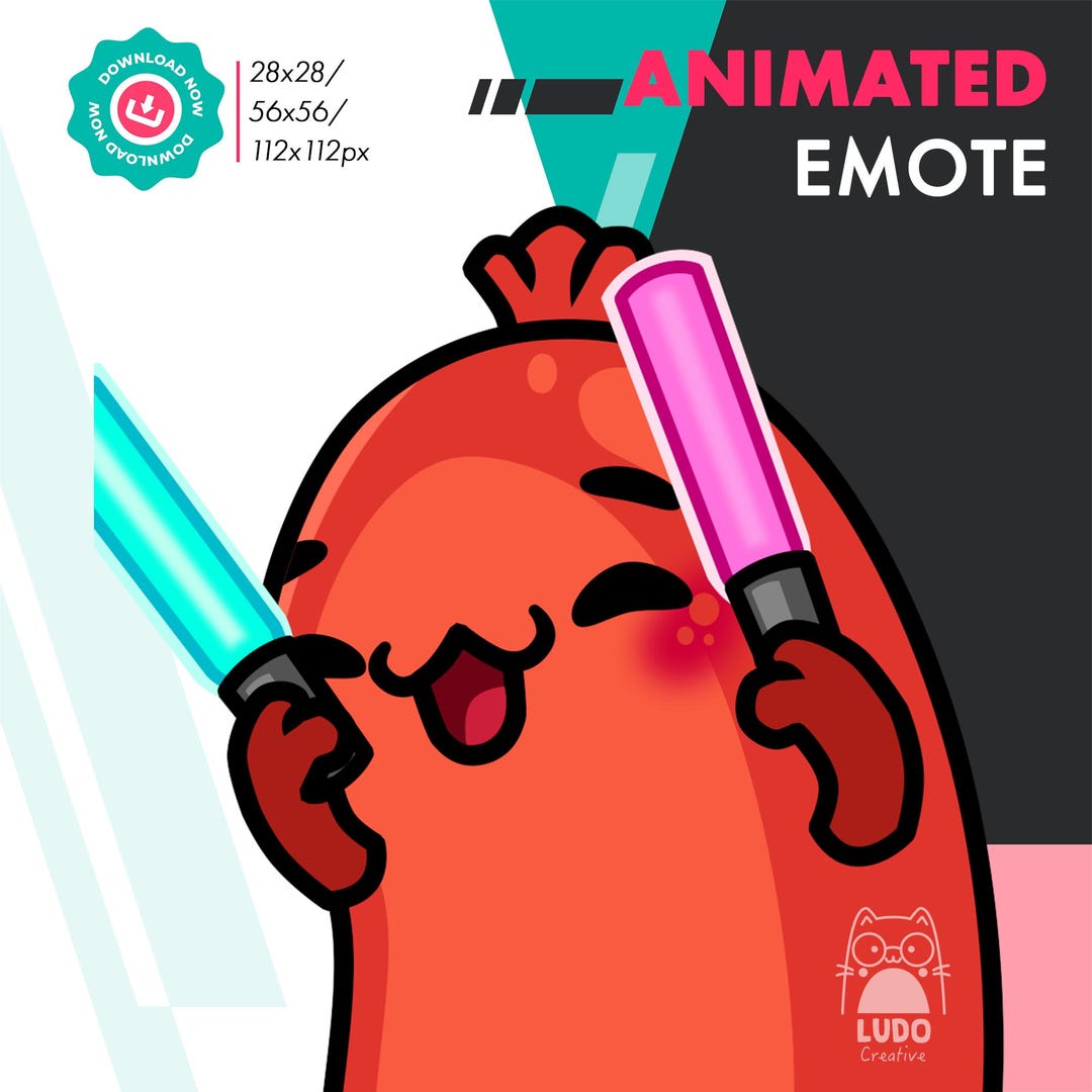 Animated Sausage Emote: Glowing Sticks Emoji for Twitch, Youtube ...