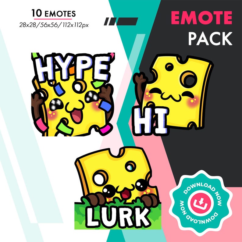 Cheese Emote Pack, 10 Cute Twitch Cheddar Slice Rip, Heart, Hype Emote ...