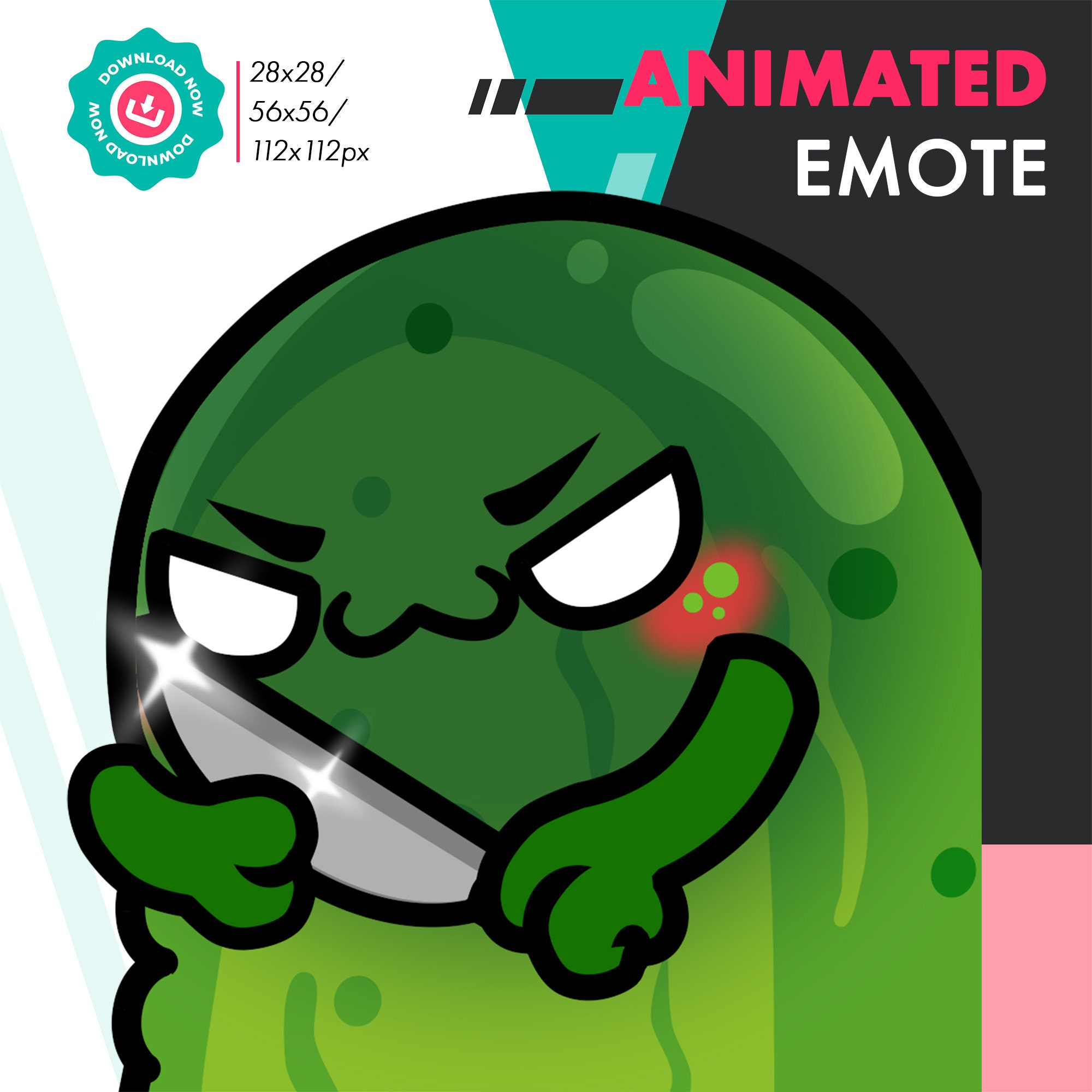 Animated Pickle Emote, Animated Gherkin Knife Emote for Twitch ...