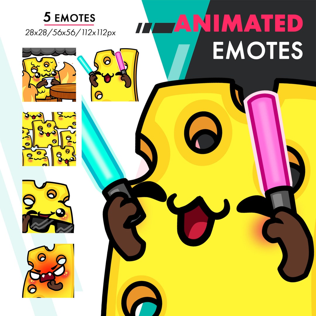 Animated Cheese Emotes Pack 4, 5 Cute Cheddar Slice Wink, This is Fine ...