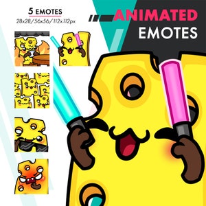 Animated Cheese Emotes Pack 4, 5 Cute Cheddar Slice Wink, This is Fine ...