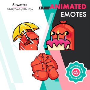 Animated Sausage Emotes Pack 2, 5 Cute Cake, Steer, Rain Emote Set for ...