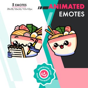 Animated Ramen Emotes Pack 4, 5 Cute Noodle Wiggle, Raid, This is Fine ...