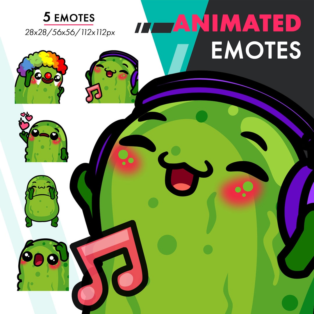 Animated Pickle Emotes Pack 7, 5 Cute Pickle Jam, Clown, Dance Emote ...
