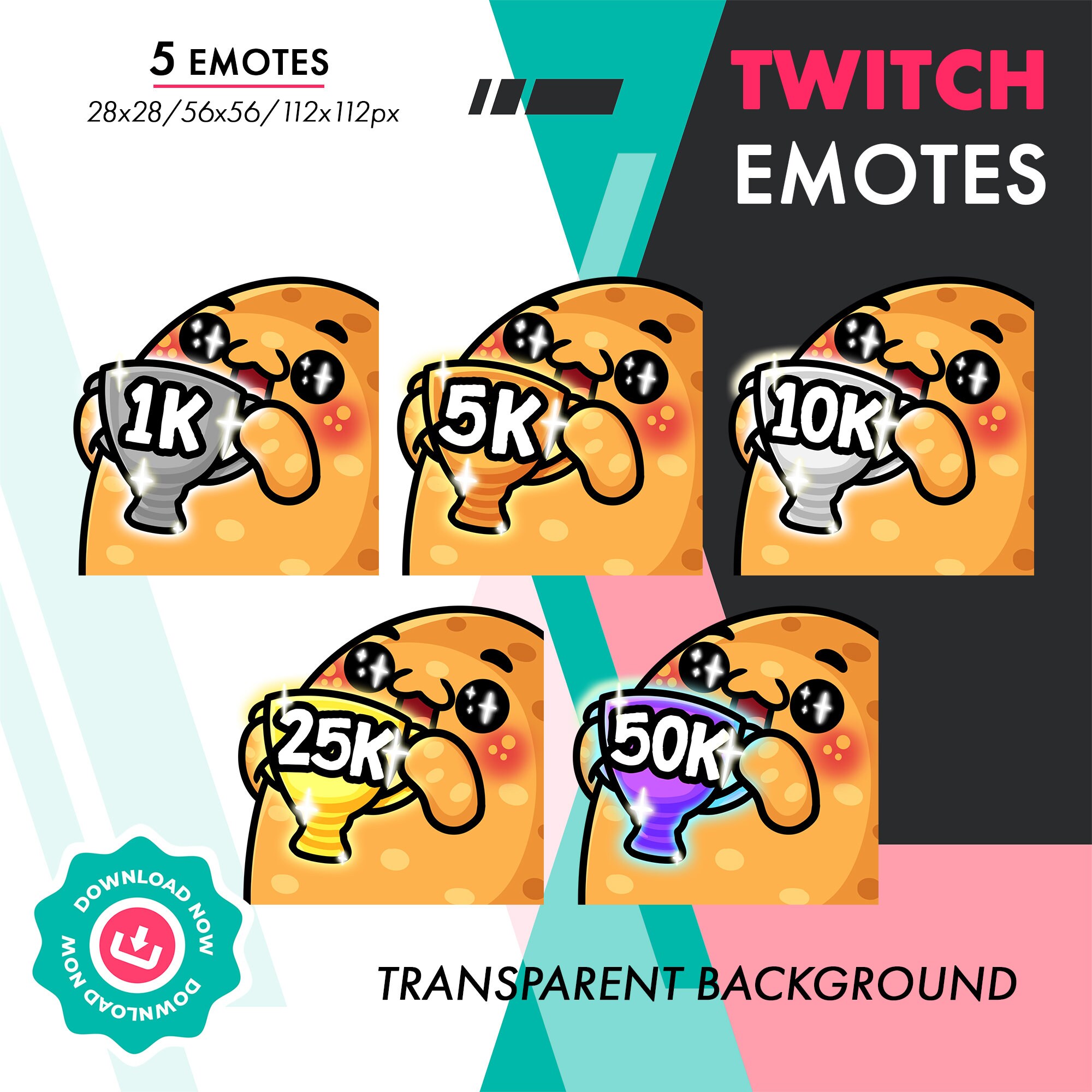 Potato Emote Pack, Cute 5 Potato Trophy Bit, Tier Emote Set for Twitch ...