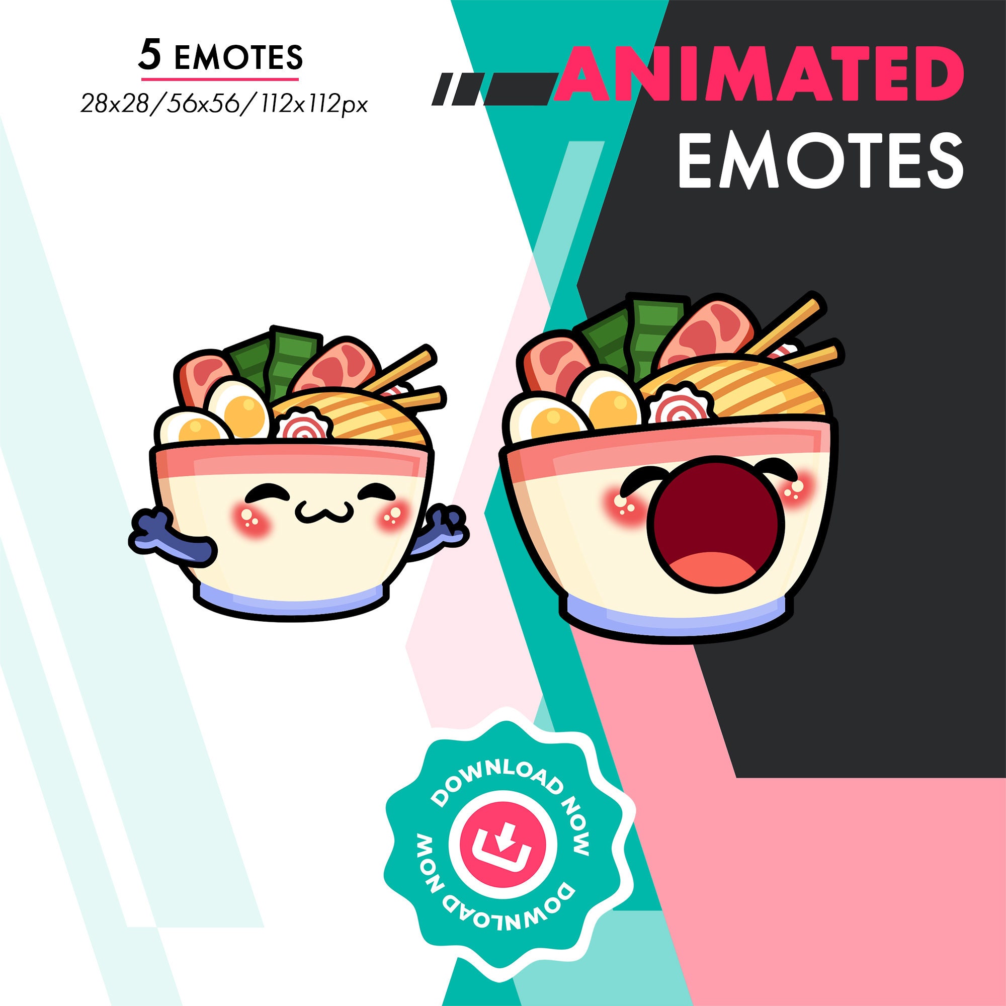 Animated Ramen Emotes Pack, 5 Cute Noodle Steering Wheel, Dance, Bonk ...