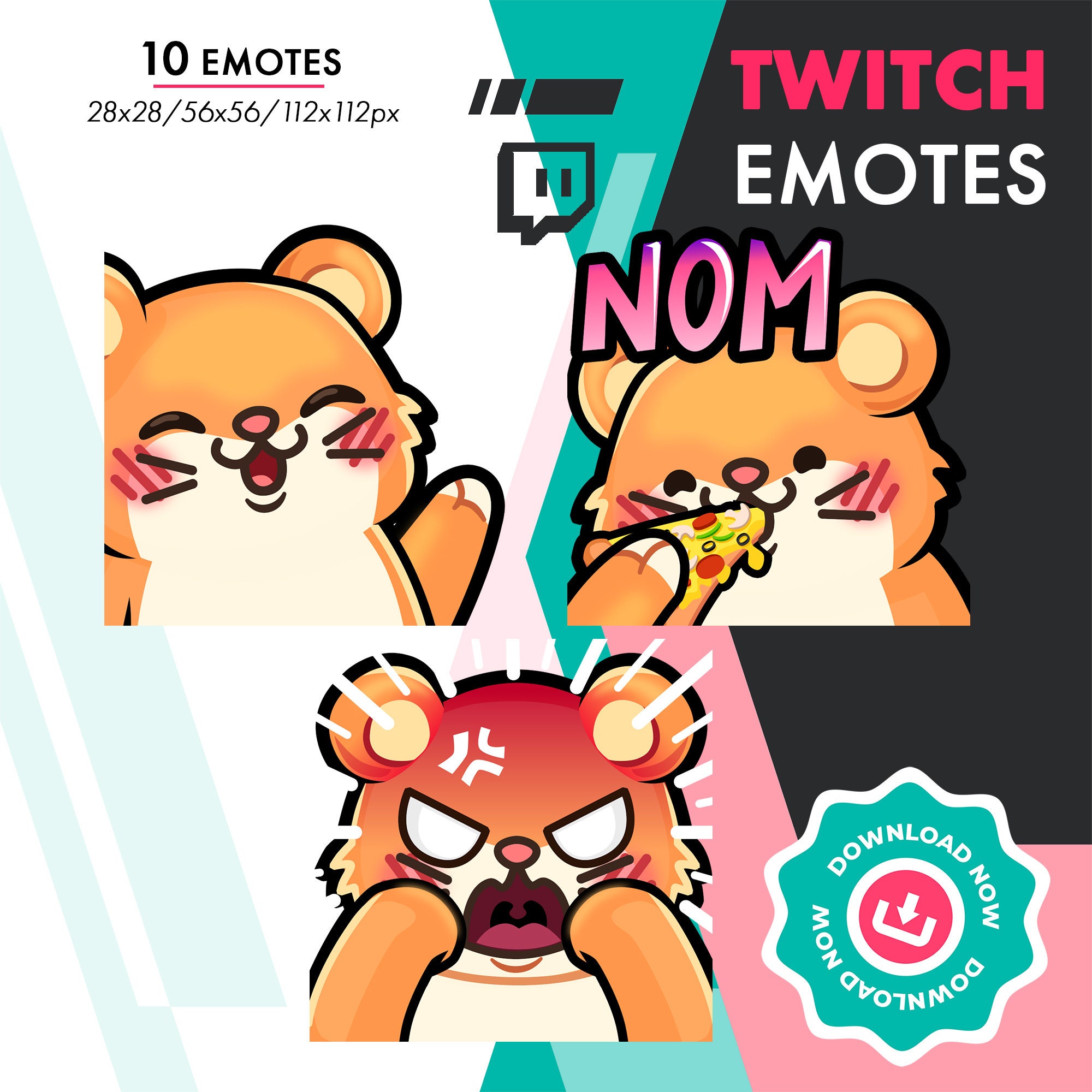 Twitch Hamster Emotes Set | 10 Cute Chibi Mouse Emotes Pack for Youtube ...