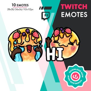 Twitch Pancake Emotes Set, 10 Cute Chibi Pancake Emotes Pack for ...