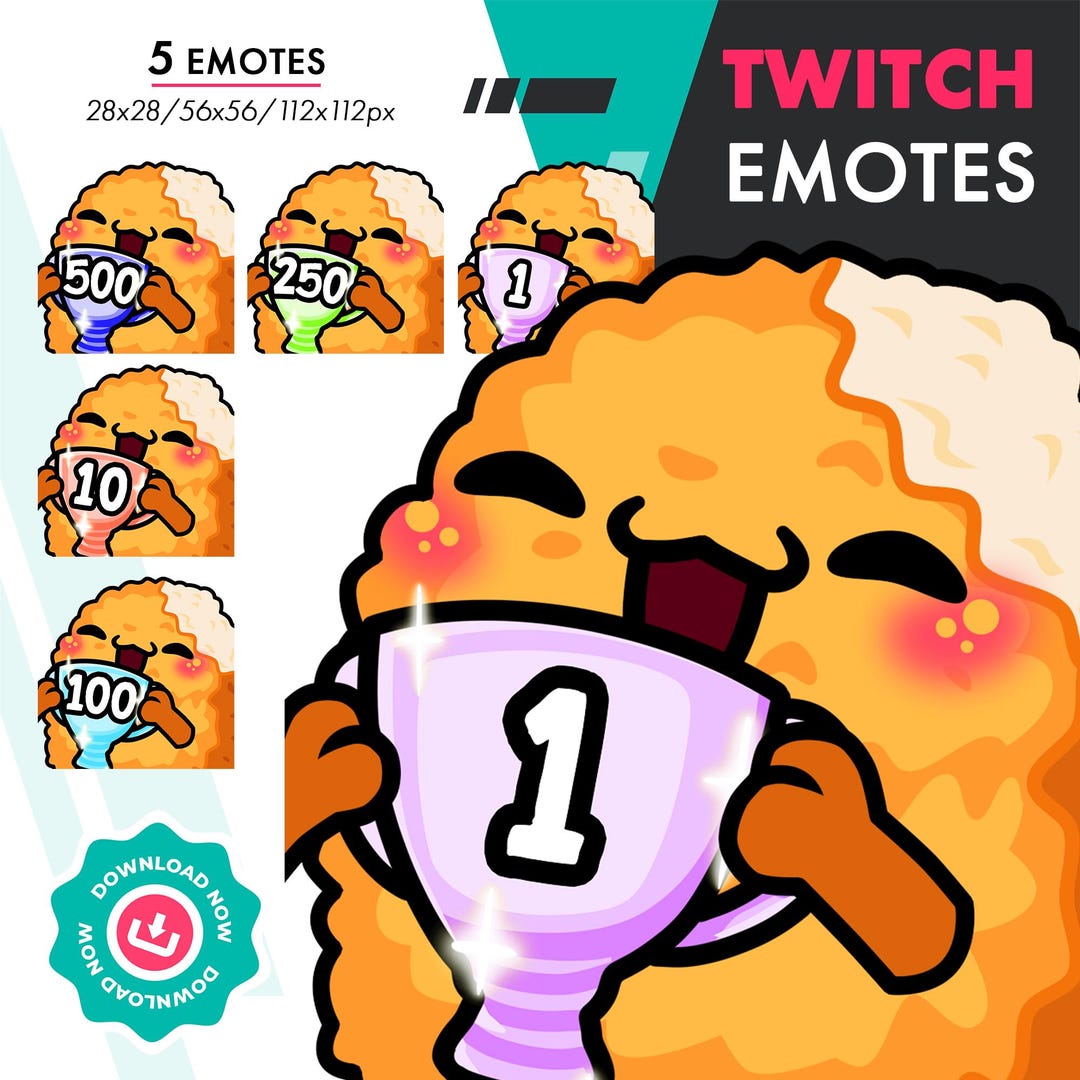 Nugget Emote Pack 2, Cute 5 Fried Chicken Trophy Bit, Tier Emote Set ...