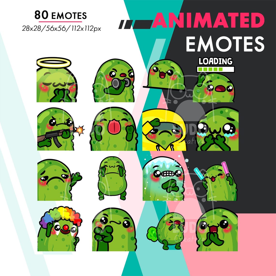 80 Animated Pickle Emotes Pack, Ultimate Cute Cucumber Steer, Wiggle ...